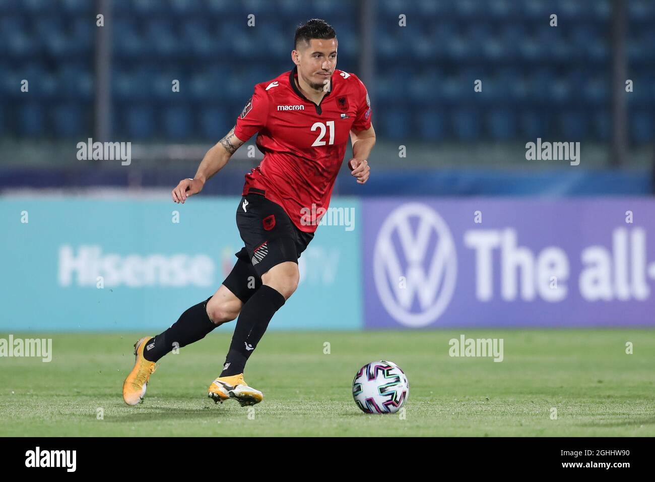 Odise Roshi of Albania during the FIFA World Cup qualifiers match at ...