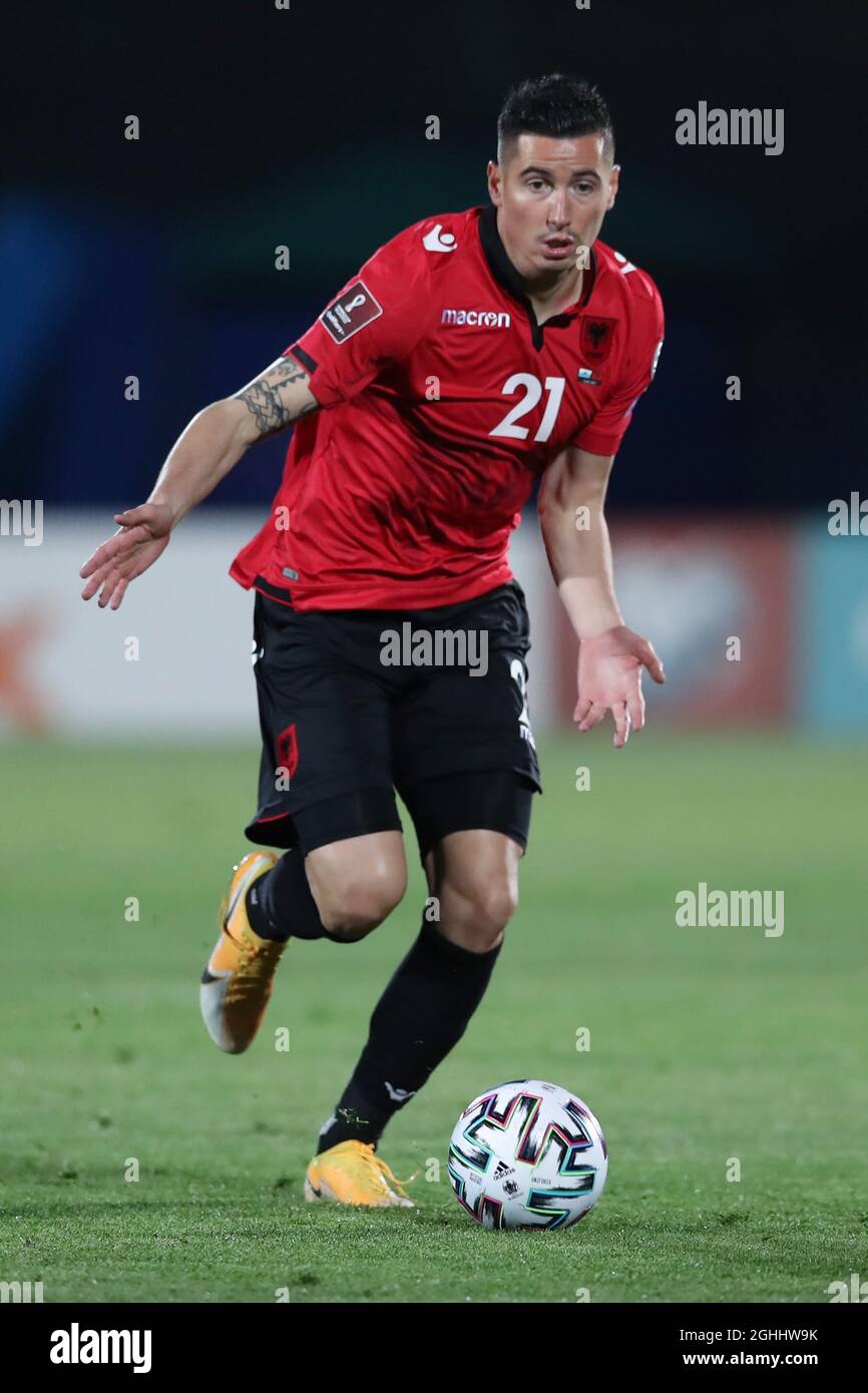 Odise Roshi of Albania during the FIFA World Cup qualifiers match at ...