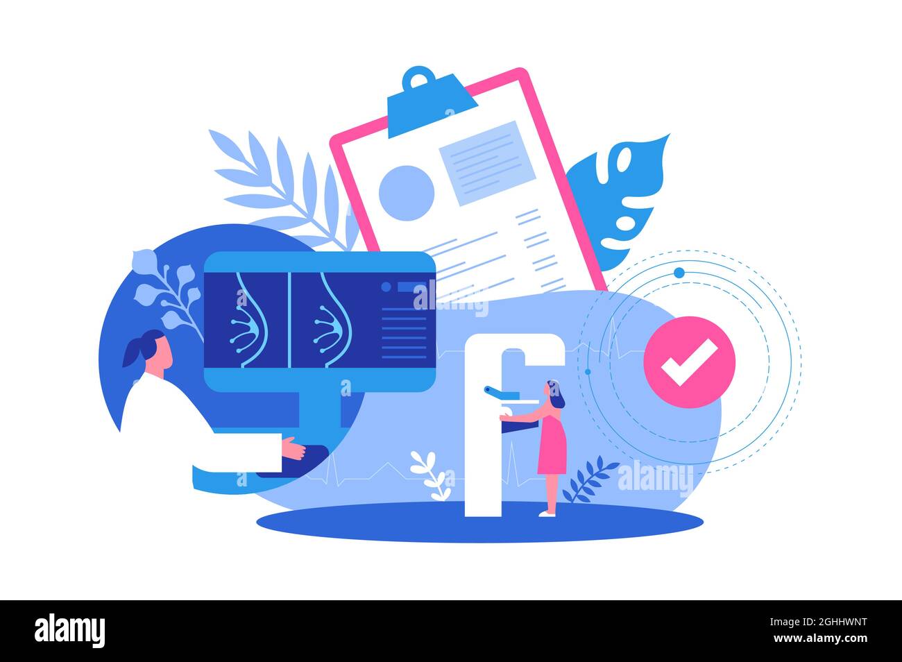 Women health mammography screening illustration concept. Modern flat ...
