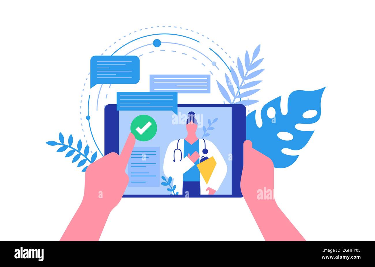 Patient holding smartphone female Stock Vector Images - Alamy