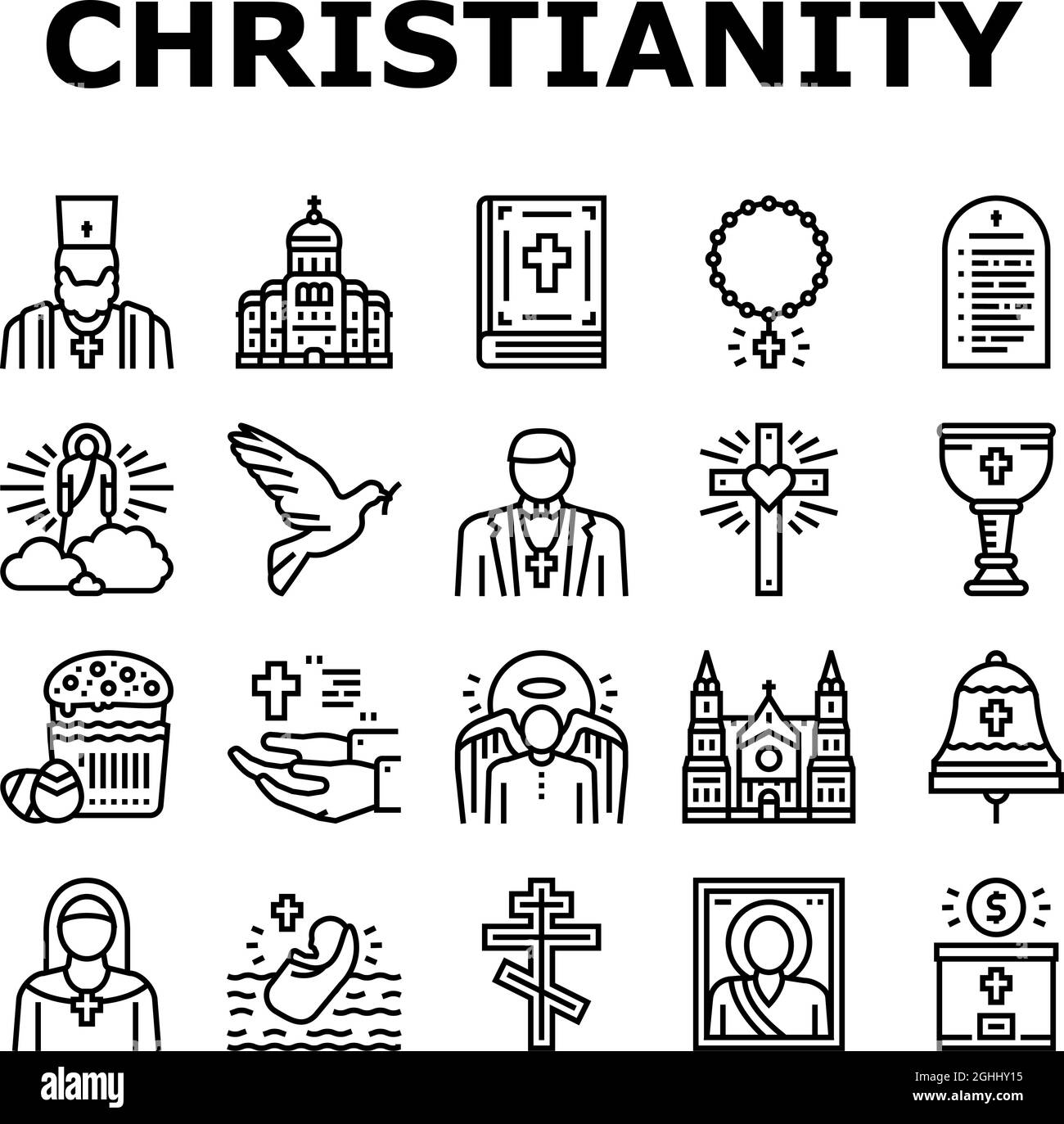 Christianity Religion Church Icons Set Vector Stock Vector Image & Art ...