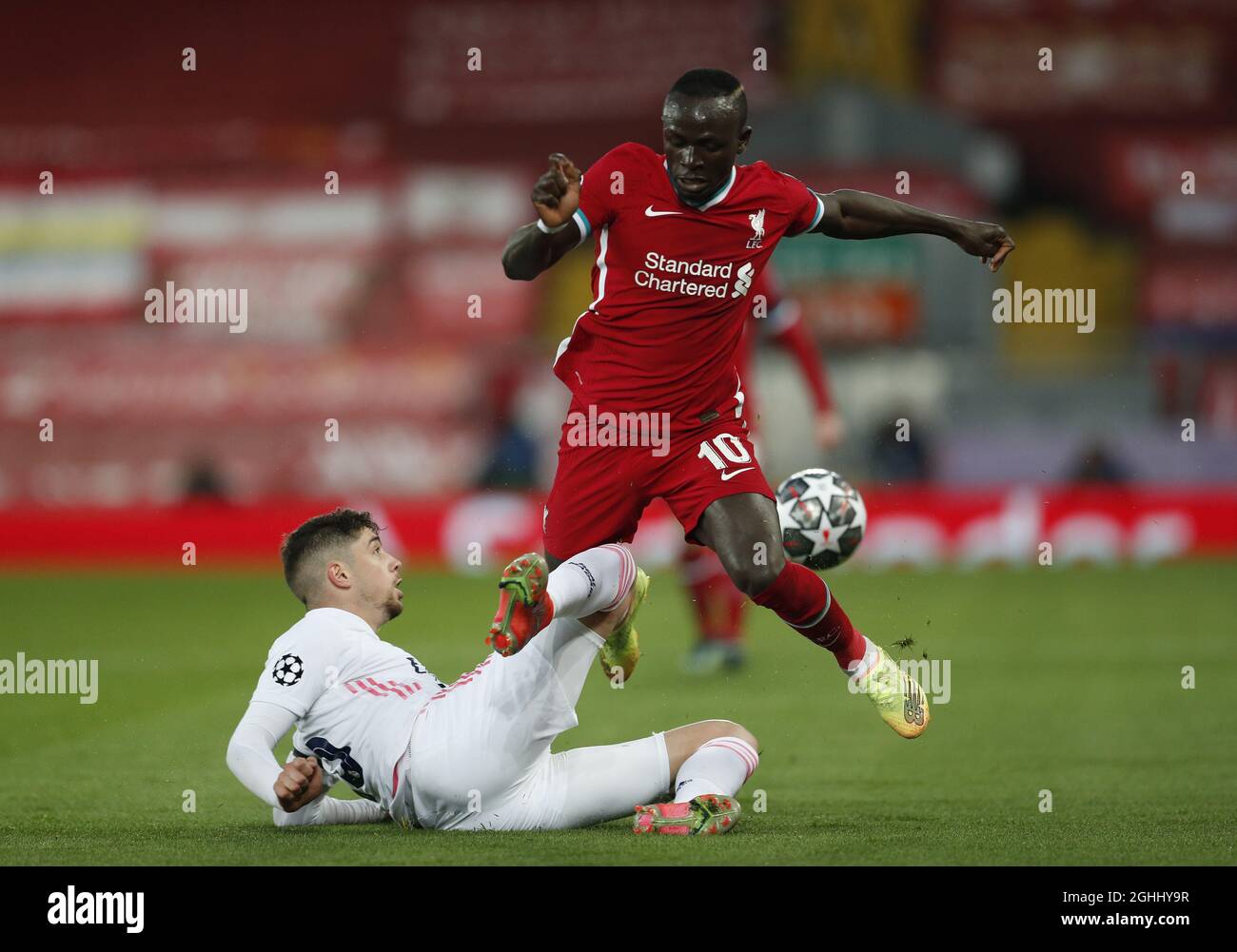 Liverpool, England, 14th April 2021. Federico Valverde of Real Madrid ...