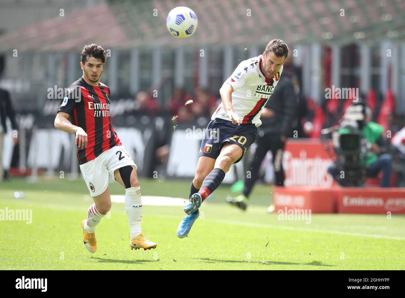 Milan, Italy, 18th April 2021. Kevin Strootman of Genoa CFC crosses the ...