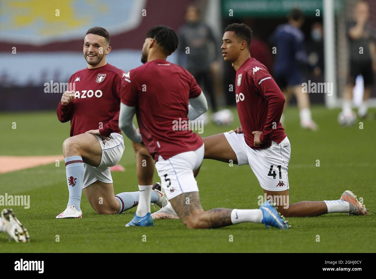 Birmingham, England, 21st April 2021. John McGinn of Aston Villa warms ...