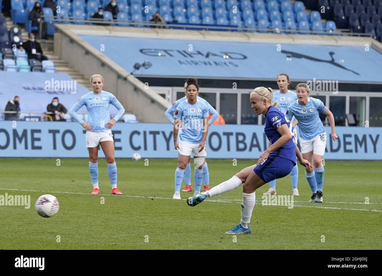Manchester, England, 21st April 2021. Pernille Harder of Chelsea scores ...