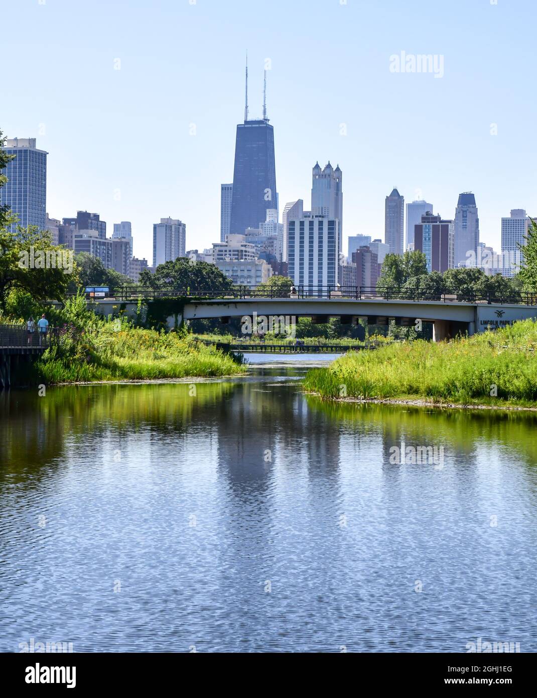 Big city Chicago city skyline along the water Stock Photo - Alamy