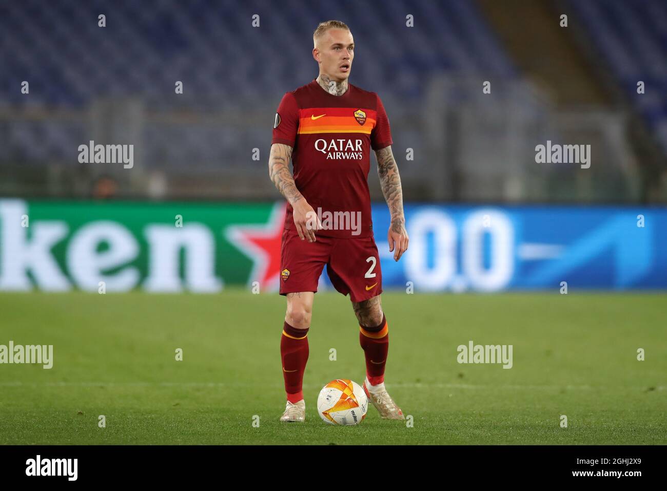 Rome, Italy, 6th May 2021. Rick Karsdorp of AS Roma during the UEFA ...