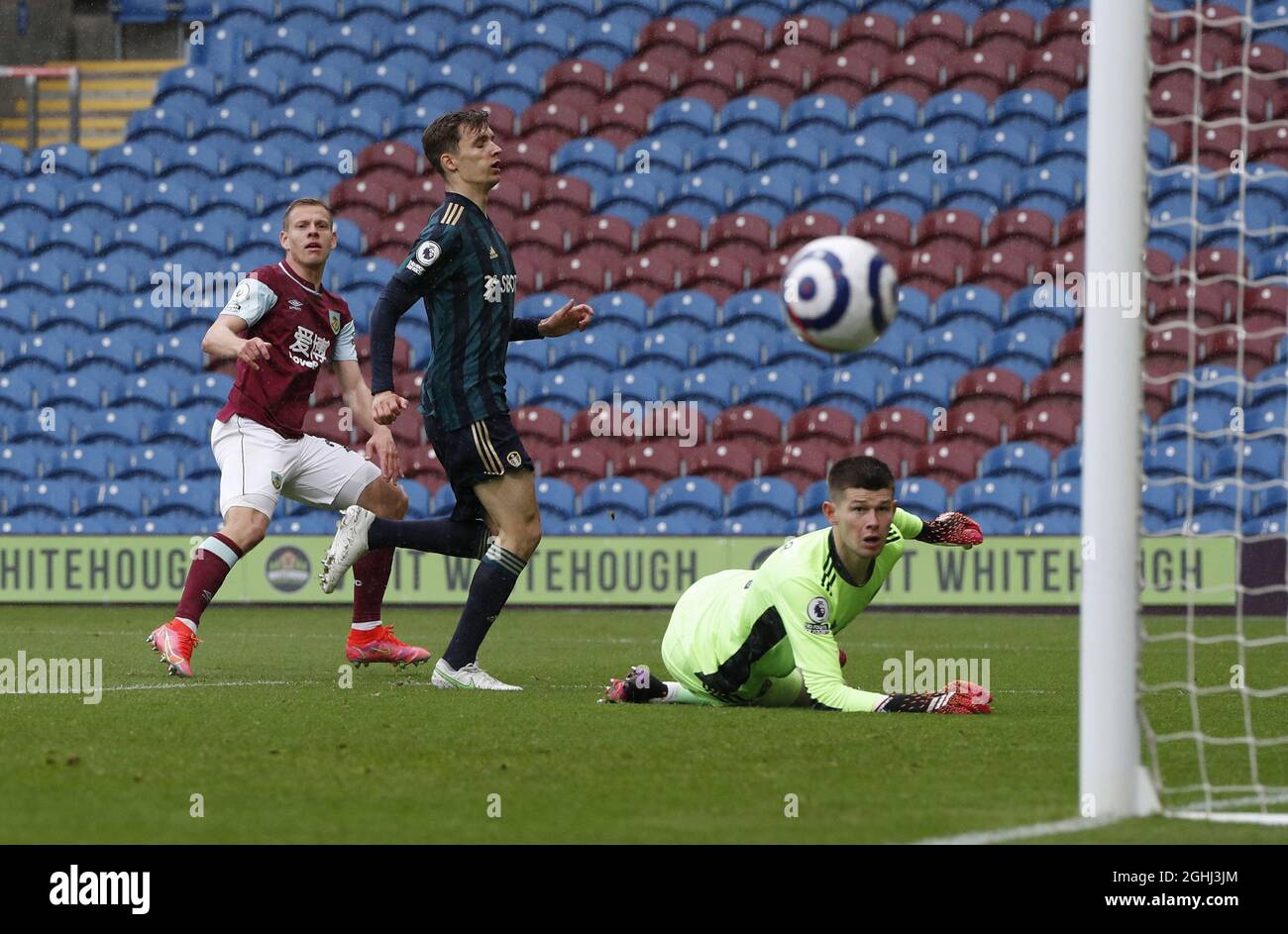 Burnley, England, 15th May 2021. Matej Vydra of Burnley has his shot ...