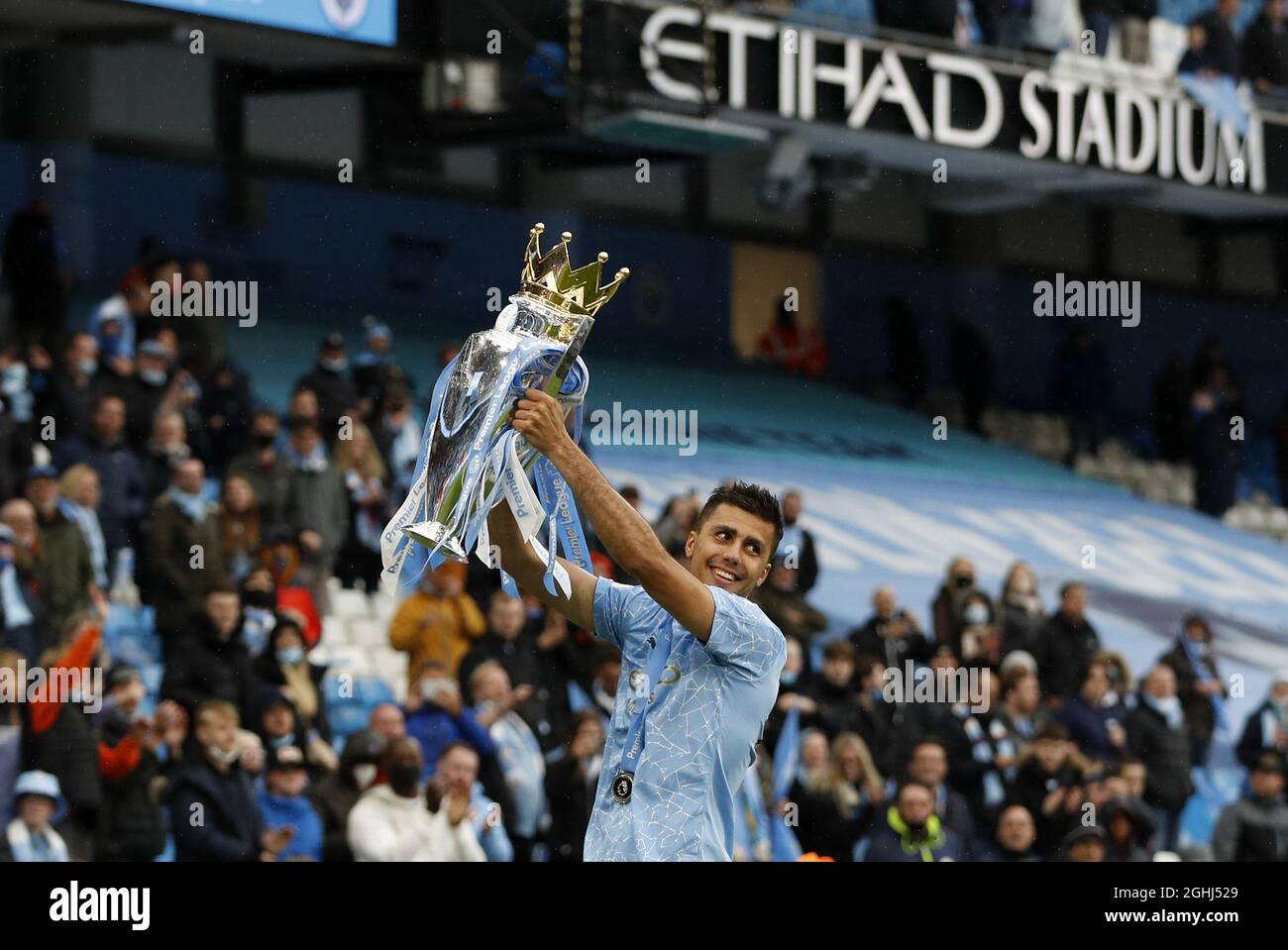 Manchester, England, 23rd May 2021. Rodrigo of Manchester City holds ...