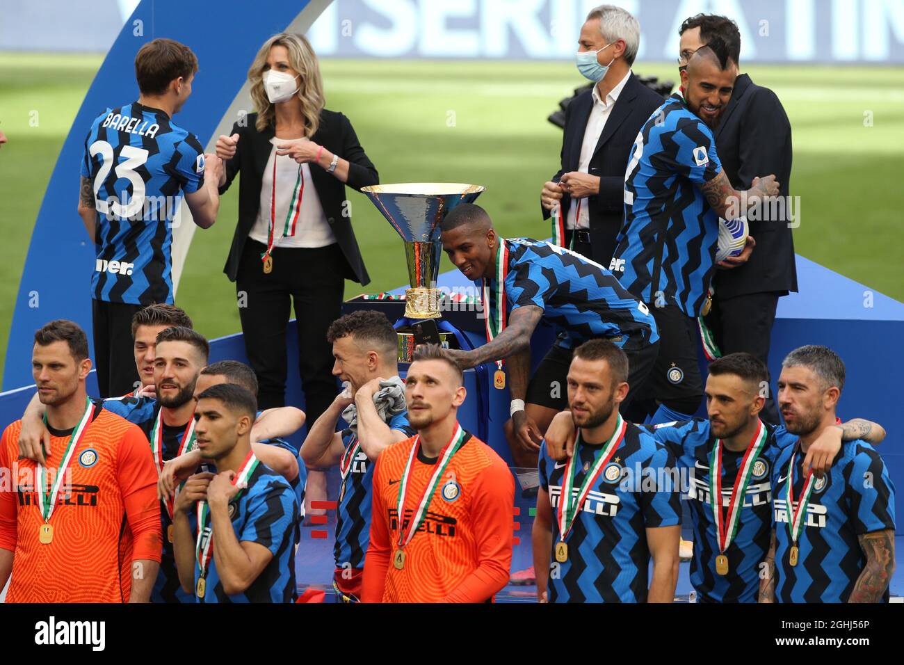Milan, Italy, 23rd May 2021. Ashley Young of Internazionale takes a ...