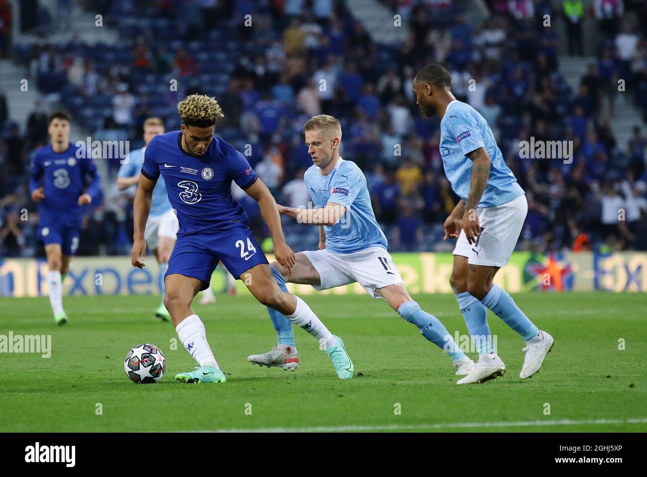 Porto, Portugal, 29th May 2021. Reece James of Chelsea holds up ...