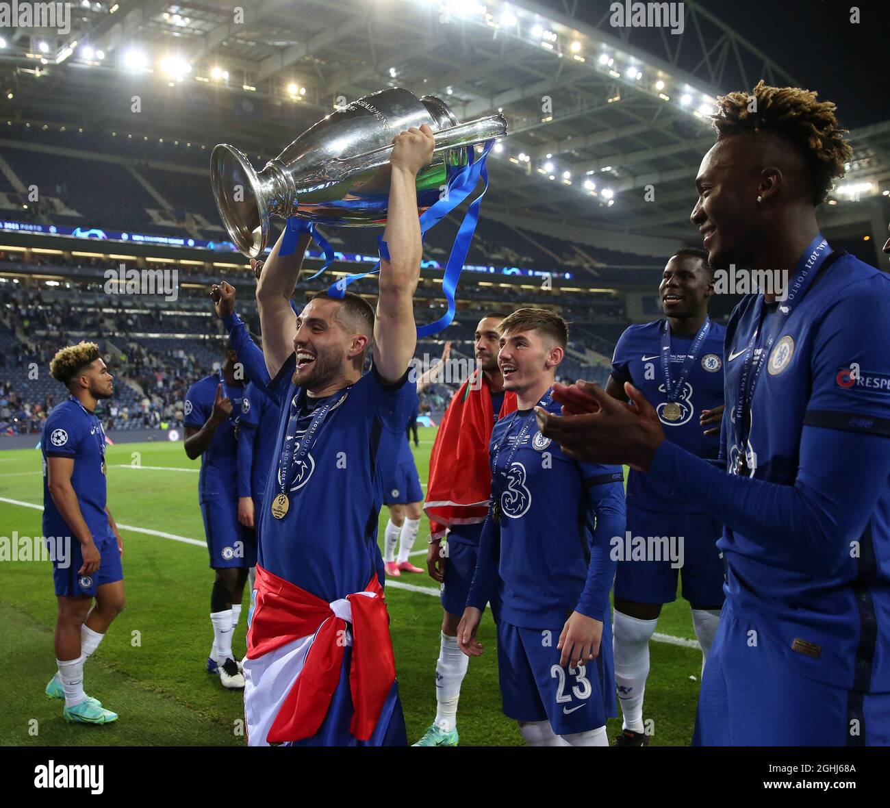 Porto, Portugal, 29th May 2021. Mateo Kovacic of Chelsea celebrates ...