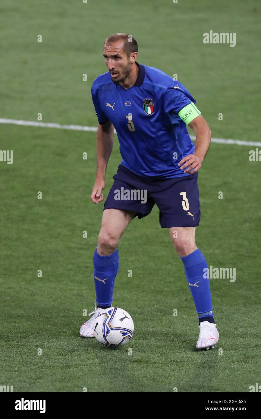 Bologna, Italy, 4th June 2021. Giorgio Chiellini of Italy during the ...