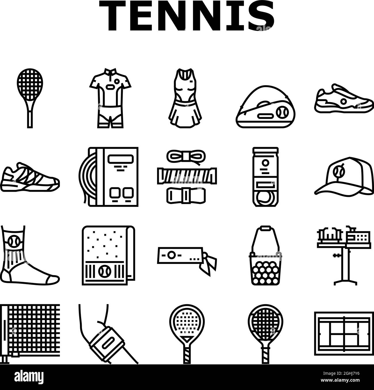Tennis Sport Game Competition Icons Set Vector Stock Vector Image & Art ...