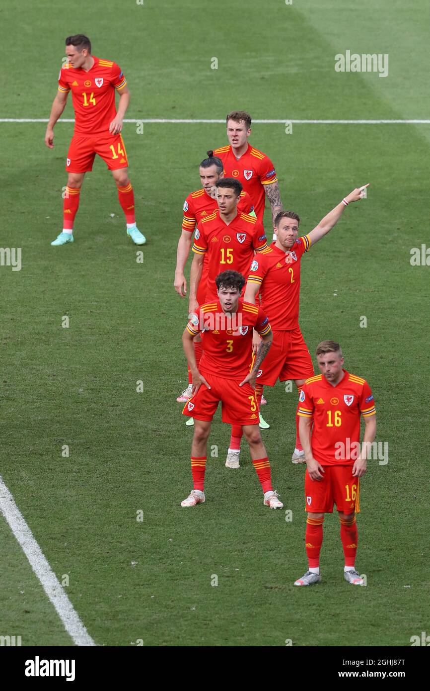 Rome, Italy, 20th June 2021. Wales players Connor Roberts, Joe Rodon ...
