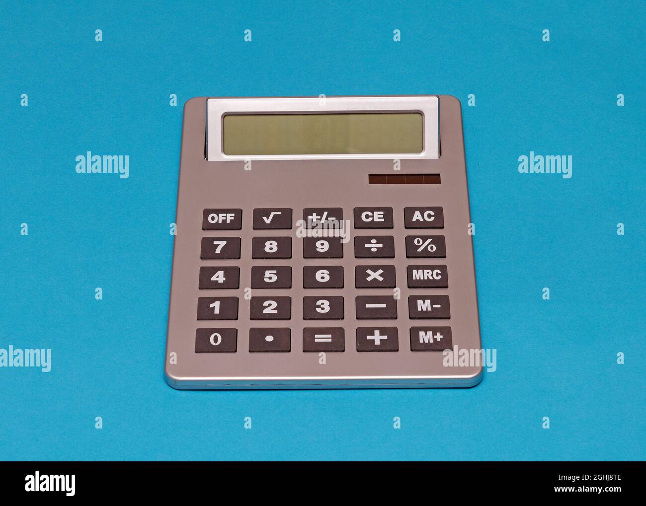 Large electronic calculator with empty display with solar and battery ...