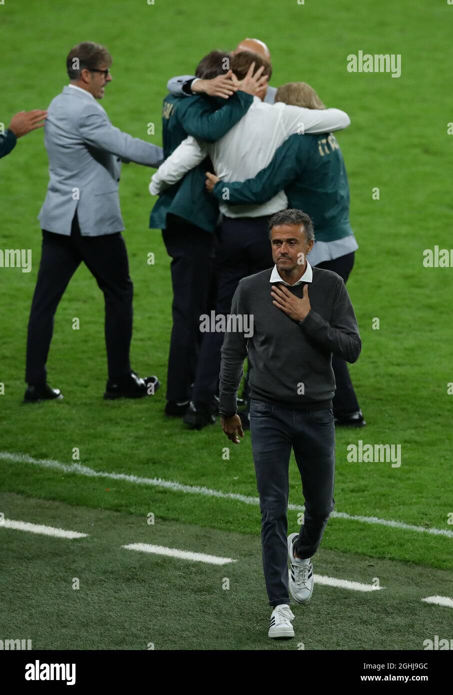 London, England, 6th July 2021. Luis Enrique coach of Spain leaves the ...