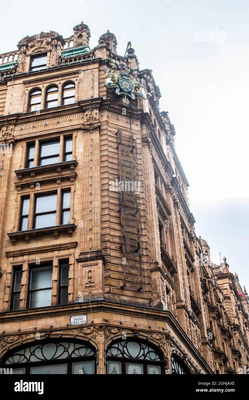 KNIGHTSBRIDGE, LONDON, ENGLAND- 4 September 2021: Harrods department ...