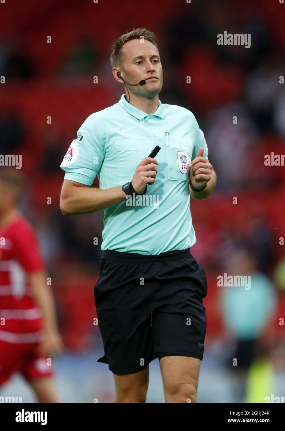 Doncaster, England, 23rd July 2021. James Bell referee during the Pre ...