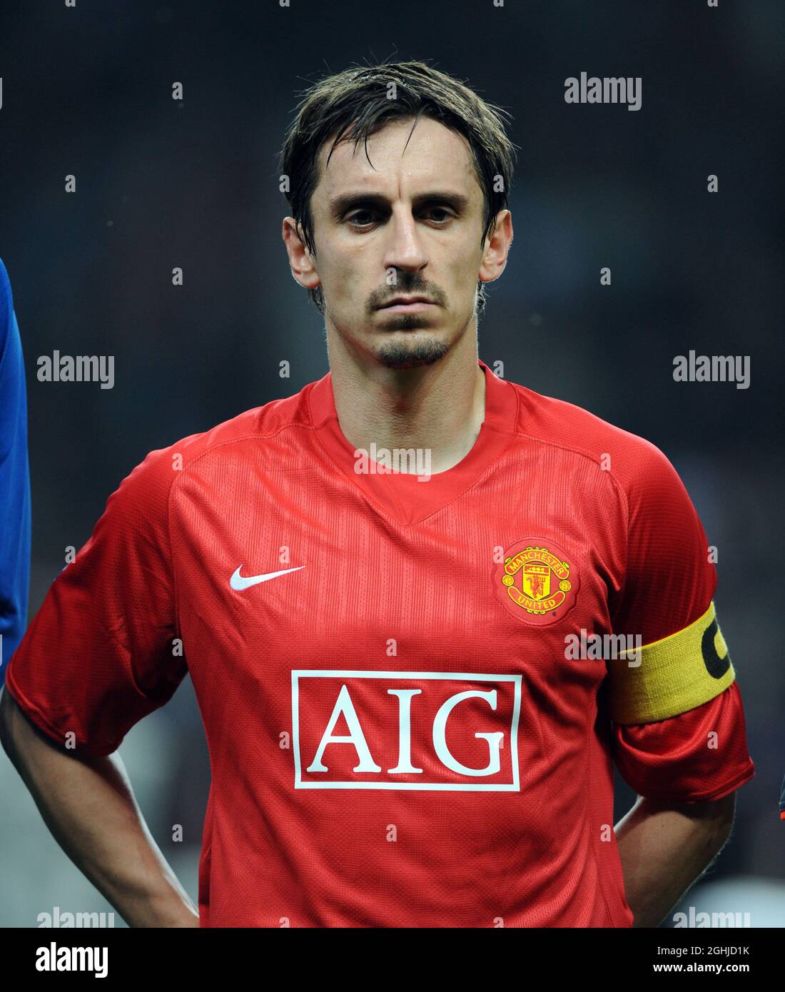 Gary Neville of Manchester United during the UEFA Champions League ...