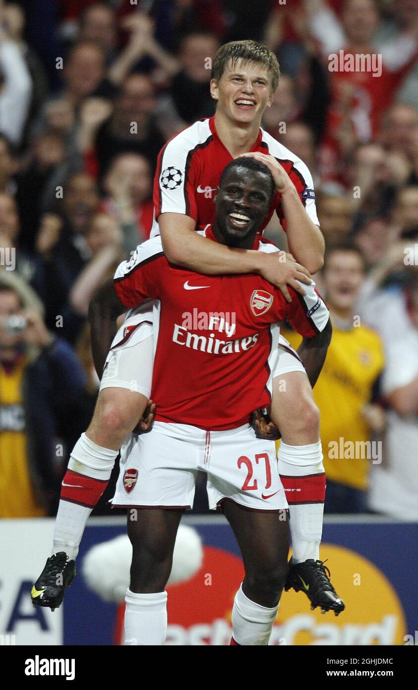 Arsenal's Andrei Arshavin celebrates scoring his sides second goal ...