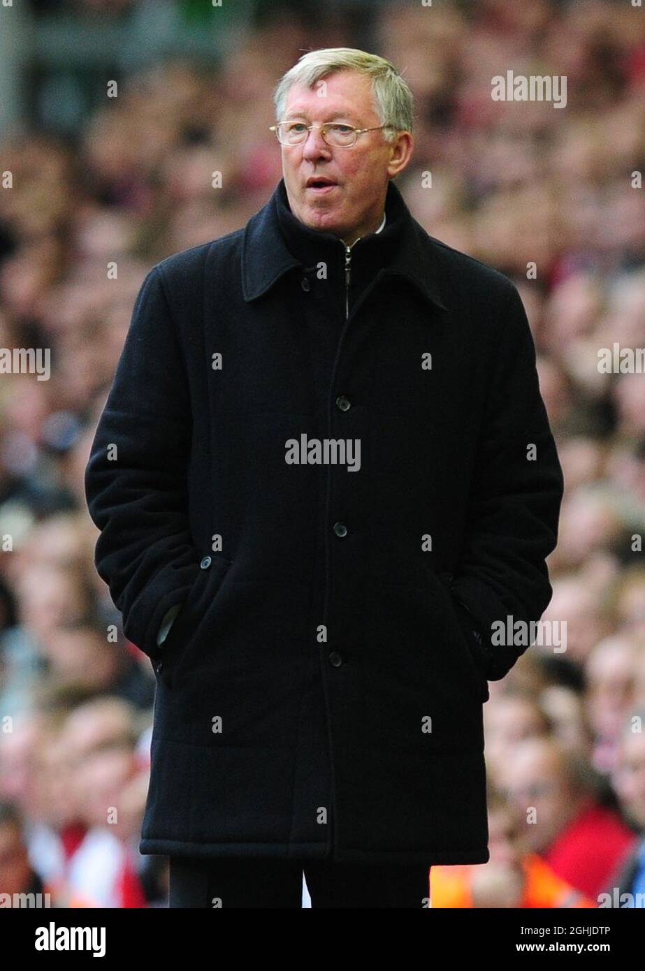 Sir Alex Ferguson, manager of Manchester United during Barclays Premier ...