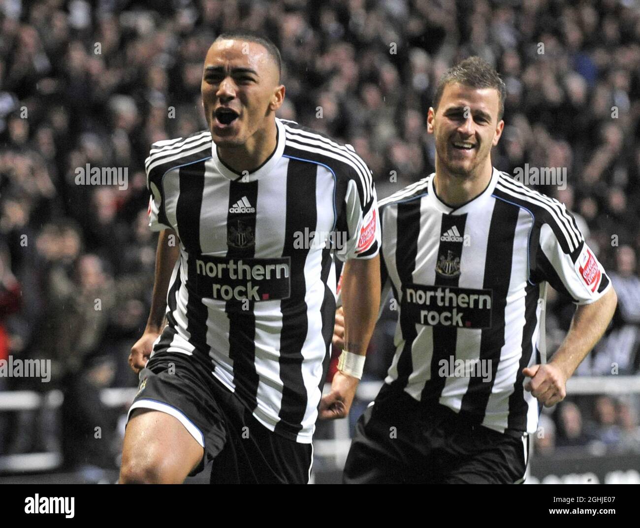Newcastle's Danny Simpson celebrates his goal during Coca Cola ...