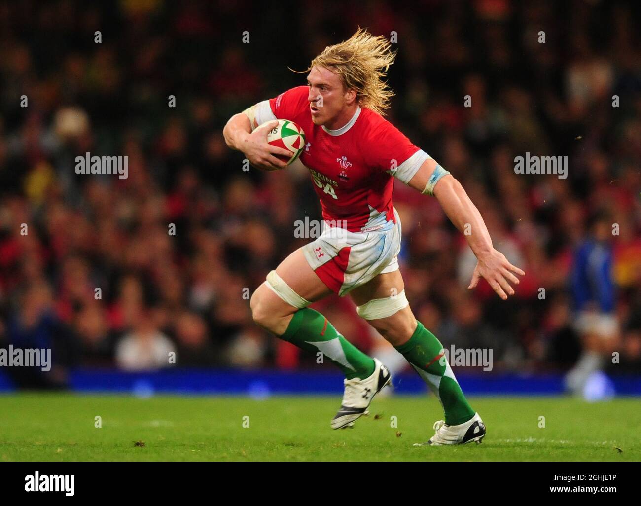 Andy Powell of Wales in full flight during the Invesco Perpetual Series ...
