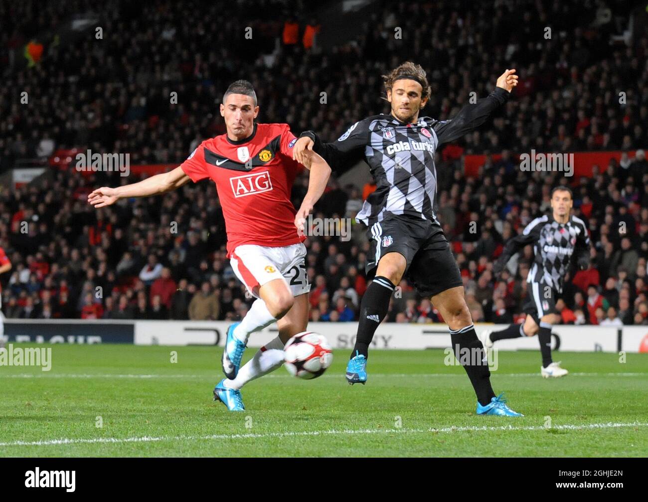Federico Macheda of Manchester United has an attempt on goal during ...