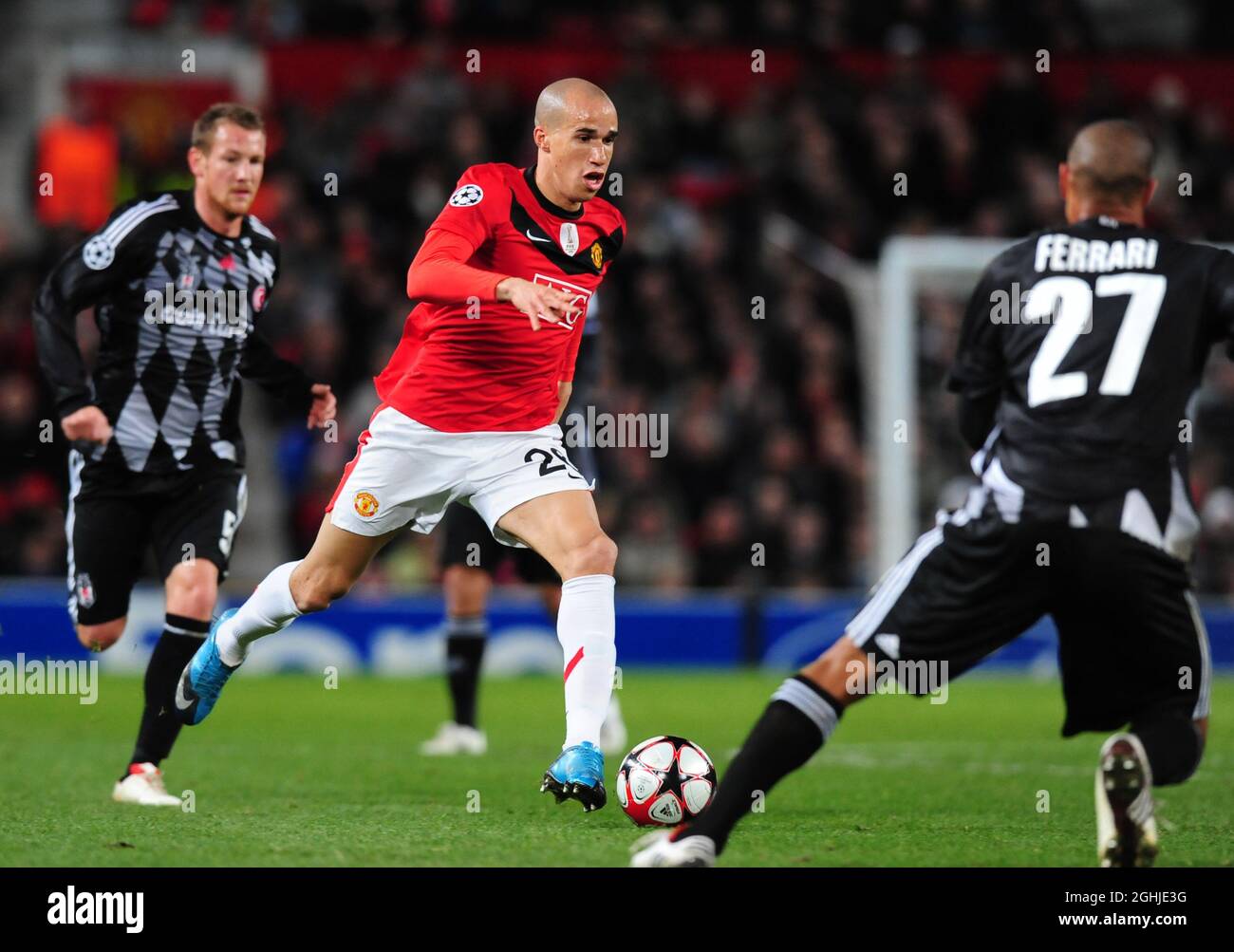 Gabriel Obertan of Manchester United runs at the Besiktas defence ...