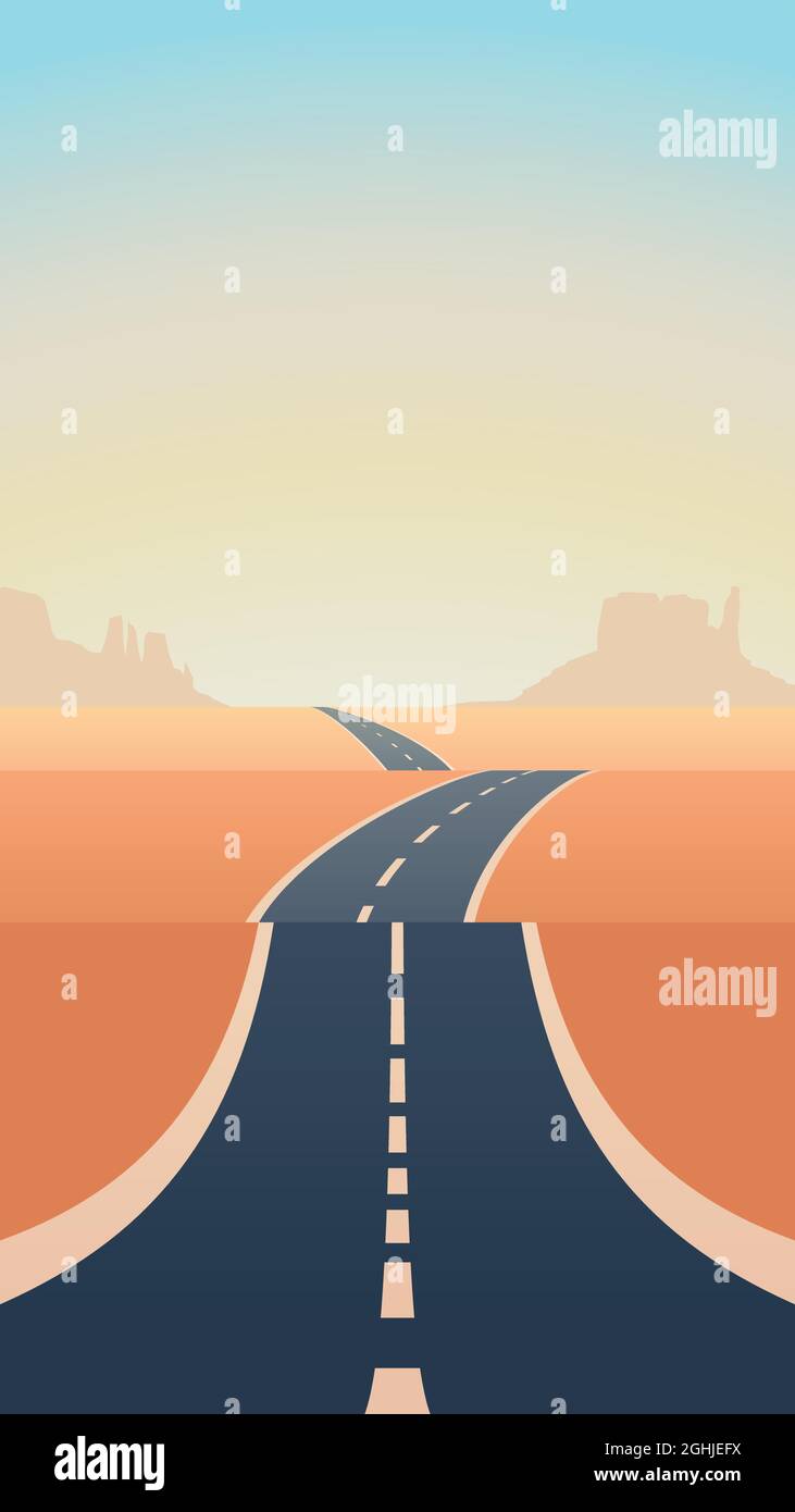 blue asphalt long road through sand desert Stock Vector Image & Art - Alamy