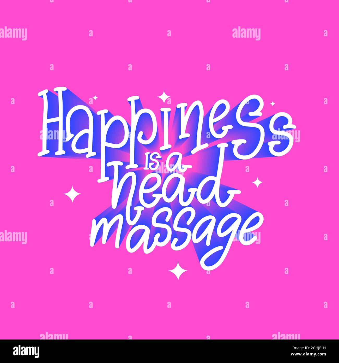 Happiness is a head massage. Handwritten stock lettering Stock Vector ...