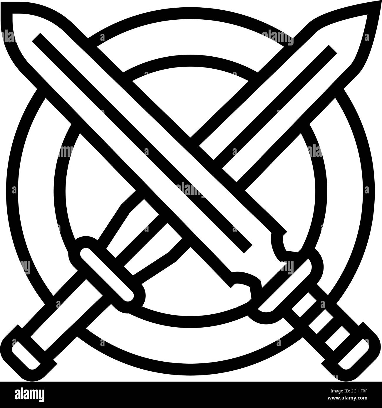 crossed sword ancient greece line icon vector illustration Stock Vector ...