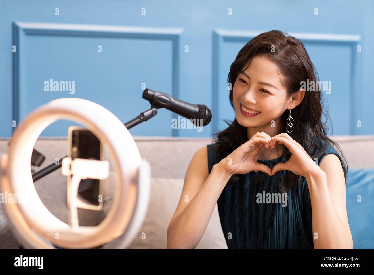 Woman doing online conference phone hi-res stock photography and images ...