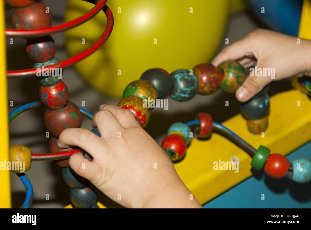 Child in colorful playground, birthday party Stock Photo - Alamy