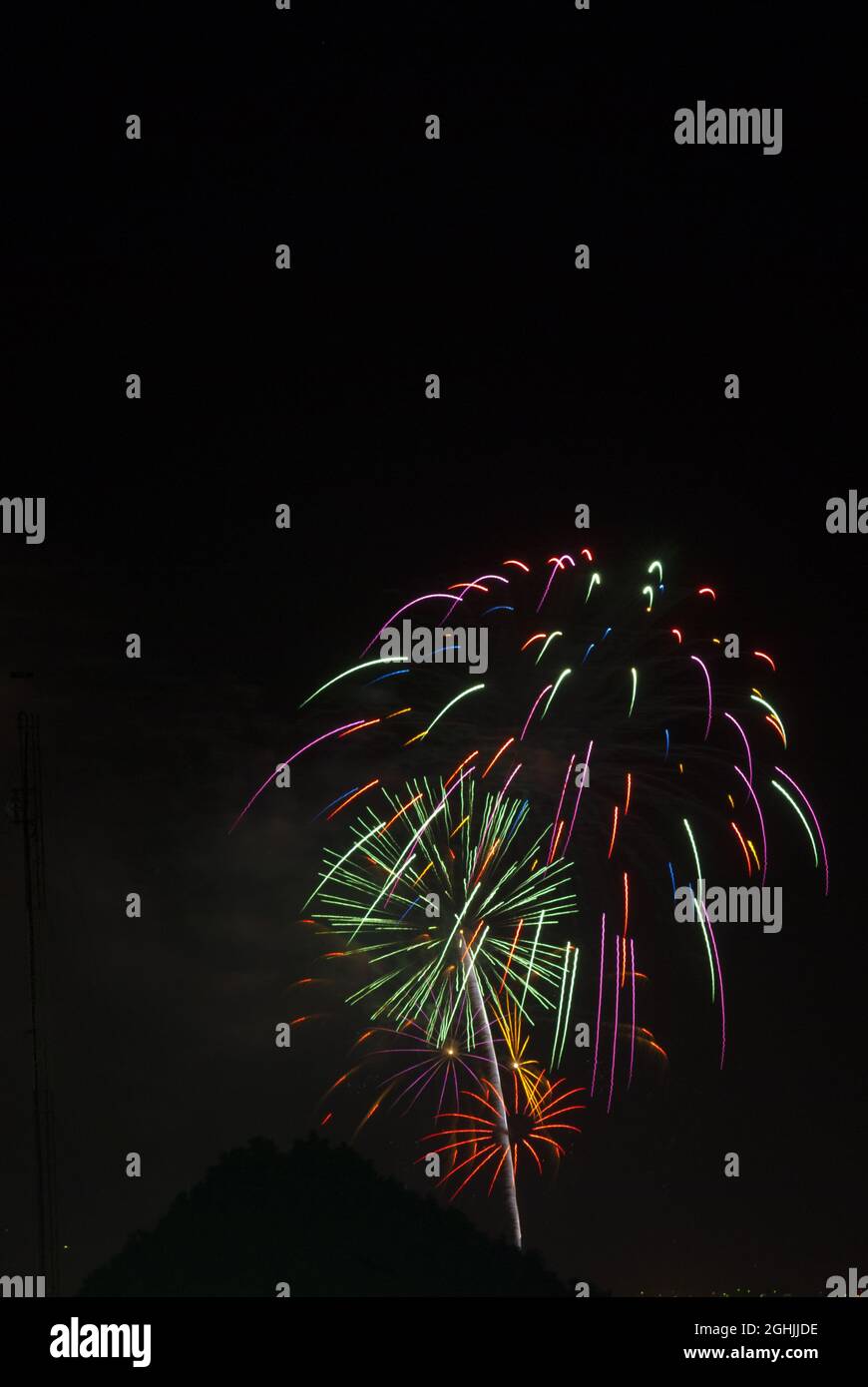 Explosion of colors, fireworks in the night sky, celebration of parties ...