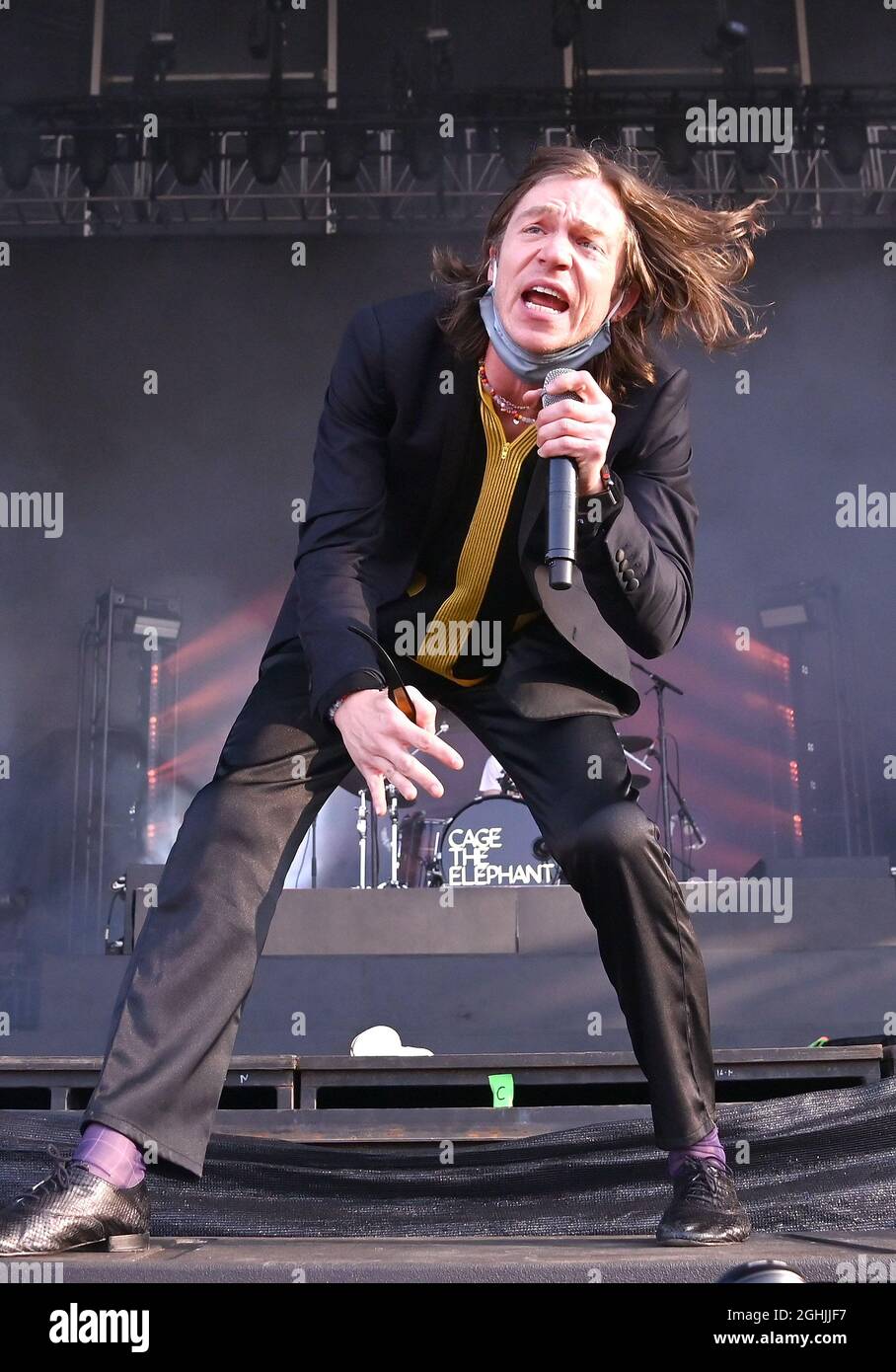 Matthew Shultz of Cage the Elephant performs on Day 3 of the 2021 ...