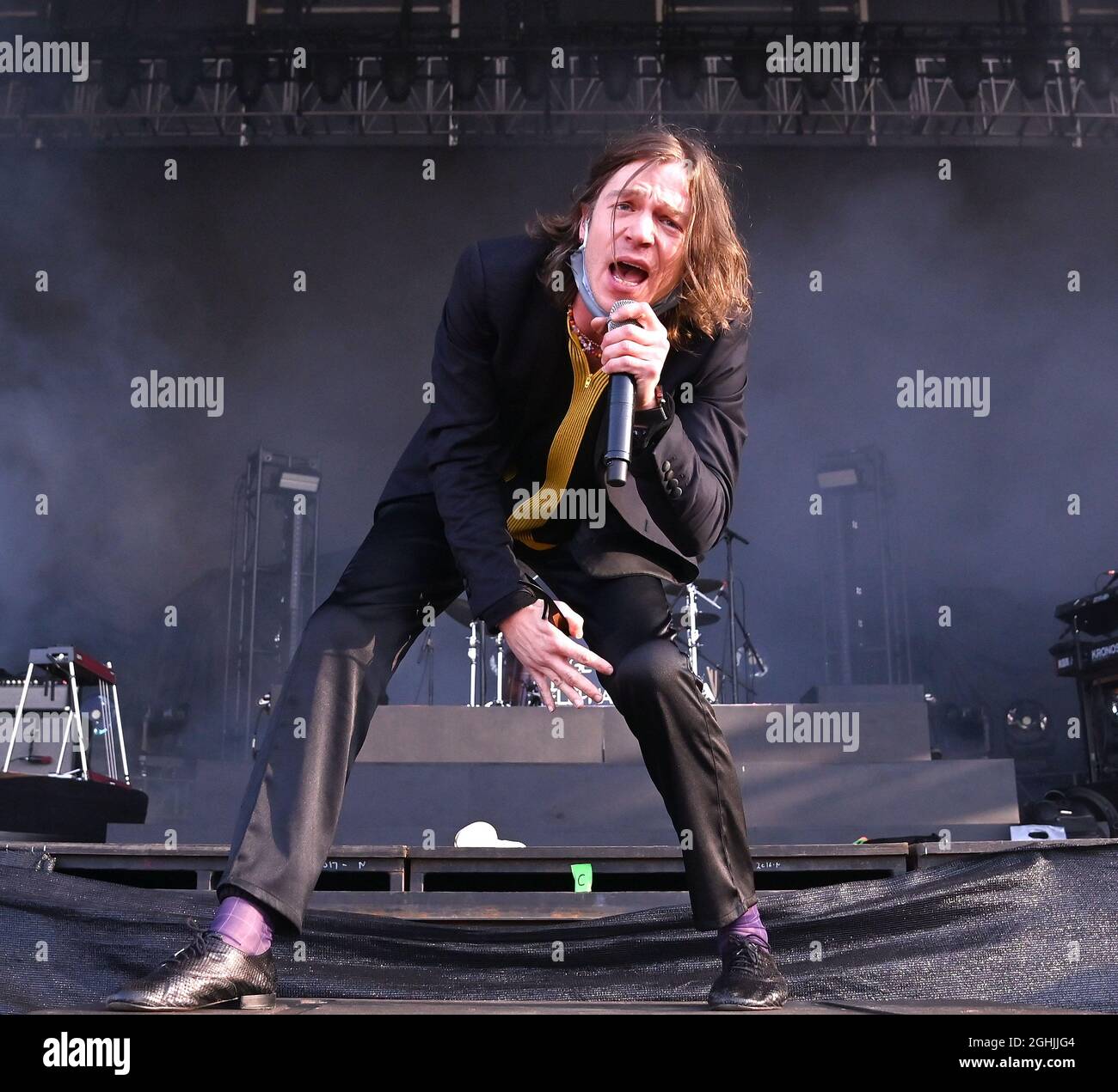 Matthew Shultz of Cage the Elephant performs on Day 3 of the 2021 ...