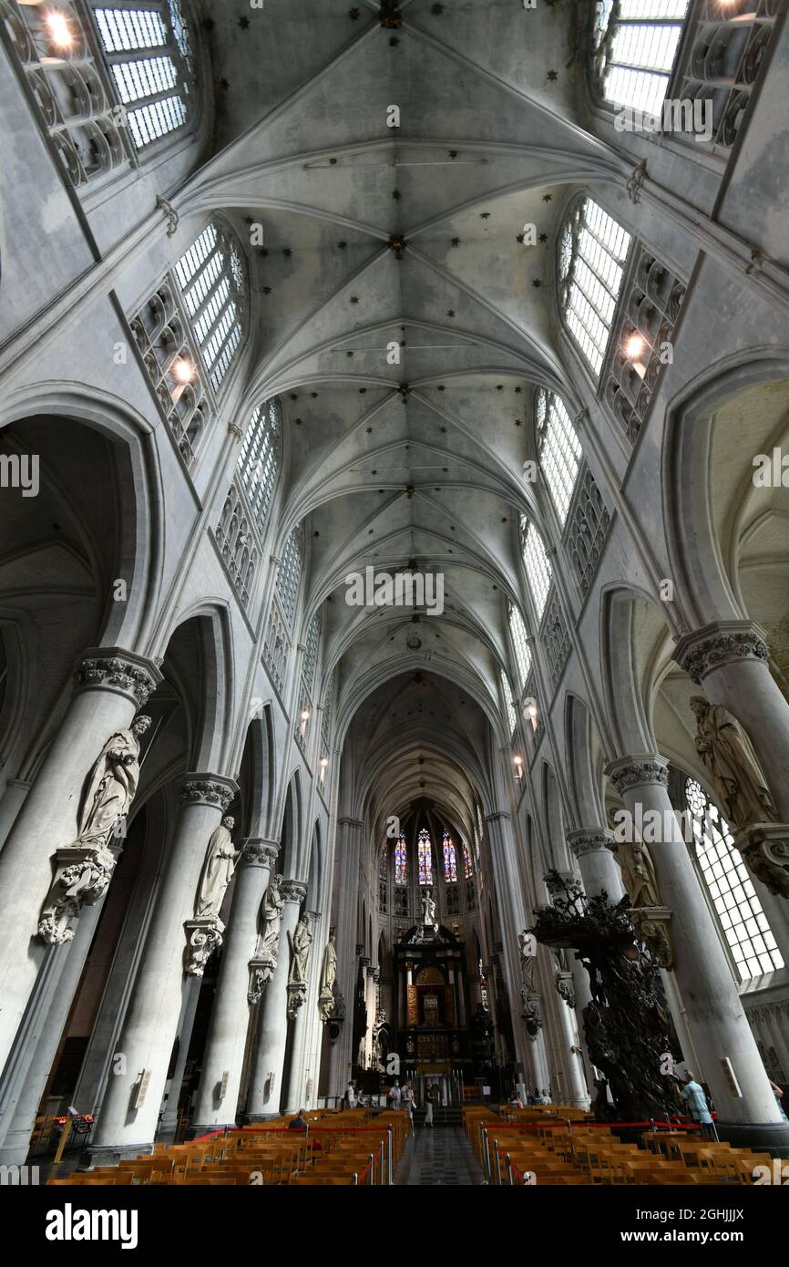 MECHELE, BELGIUM - Aug 12, 2021: Interior of the Saint Rumbold's ...