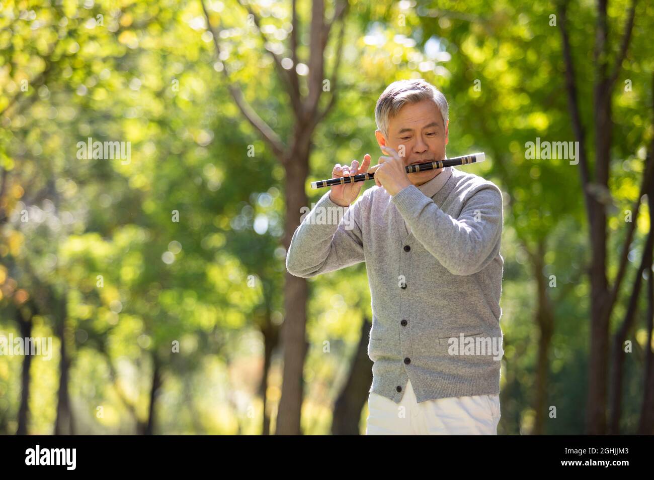 Old man playing flute hi-res stock photography and images - Alamy