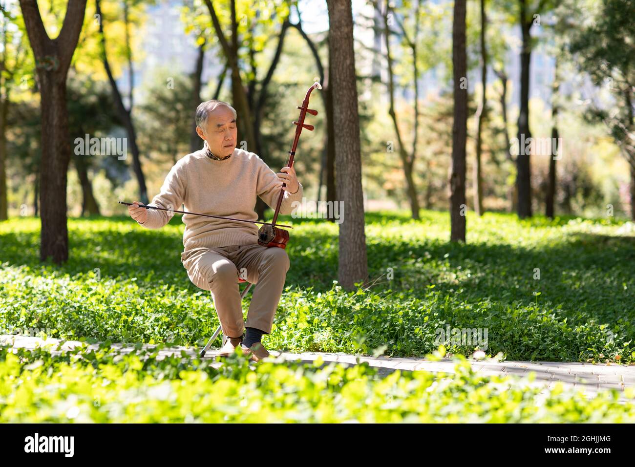 Man playing erhu traditional chinese hi-res stock photography and ...