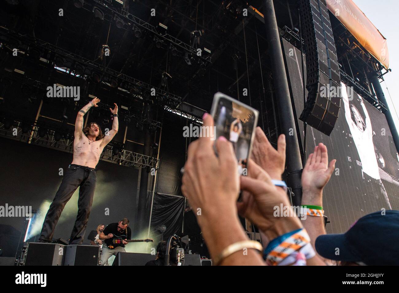 Matthew Shultz of Cage the Elephant performs on Day 3 of the 2021 ...