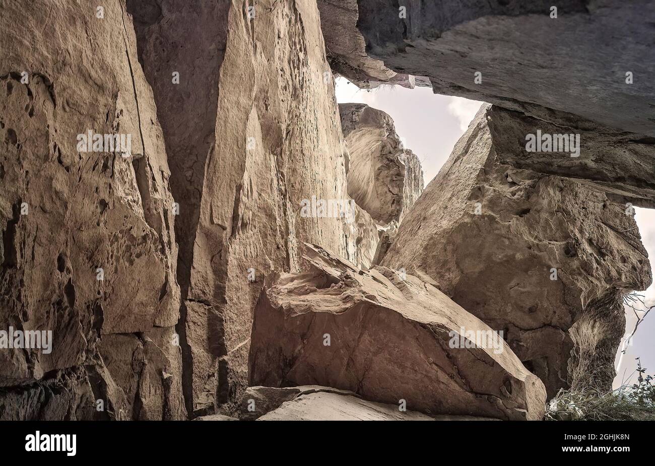 Cave crevices in sandstone cliffs at Cania Gorge Queensland Australia ...