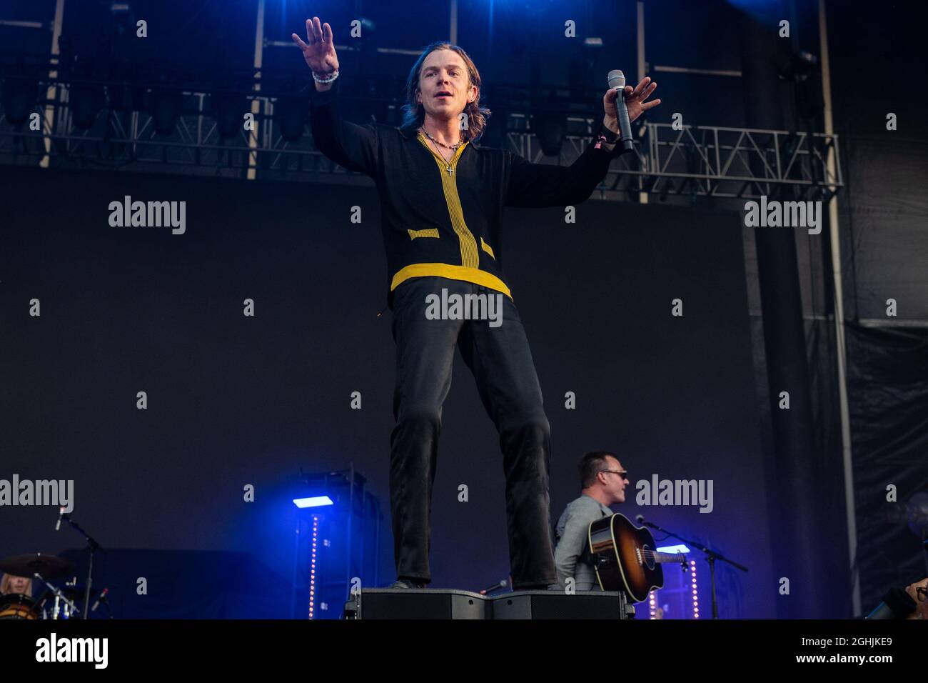 Matthew Shultz of Cage the Elephant performs on Day 3 of the 2021 ...