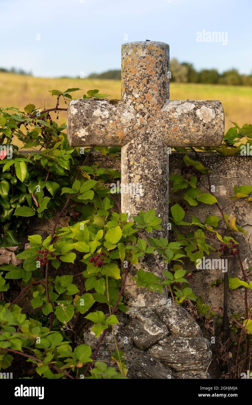 Cement cross in a small cemetery Stock Photo - Alamy