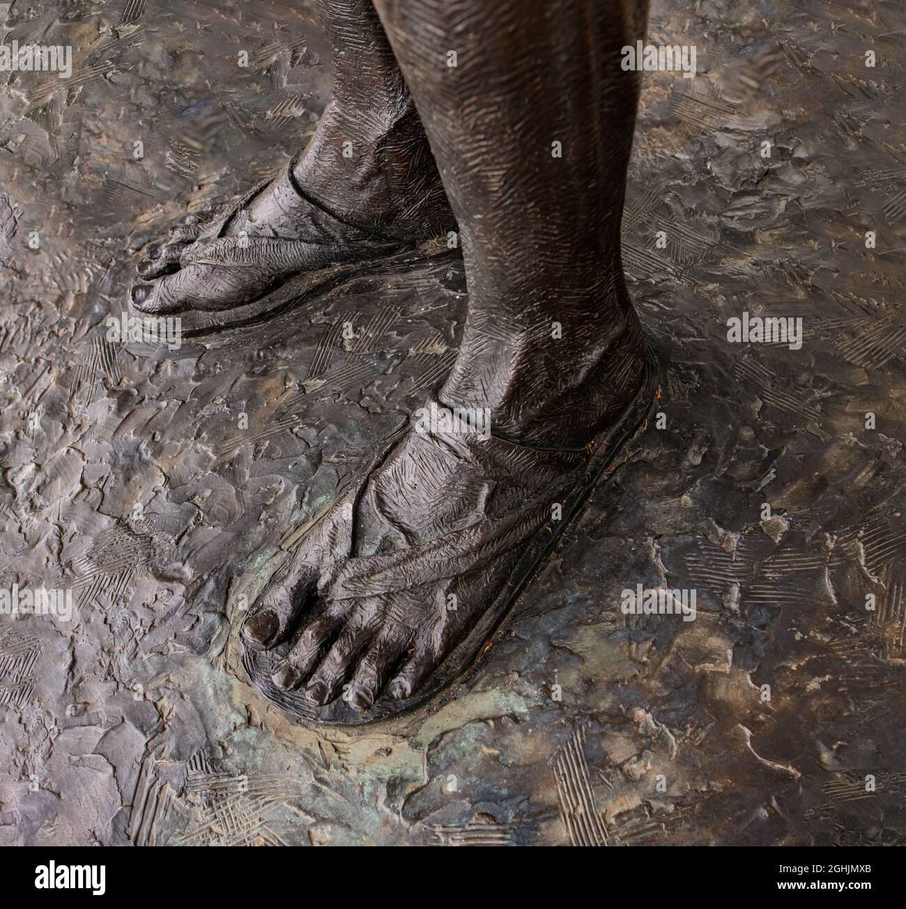 The feet of Mahatma Gandhi in his statue in Parliament Square ...
