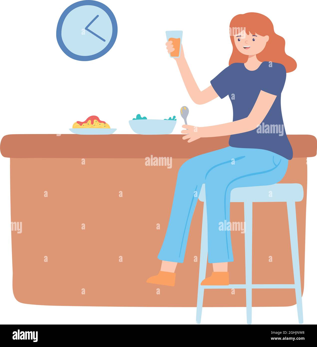 girl eating a breakfast Stock Vector Image & Art - Alamy