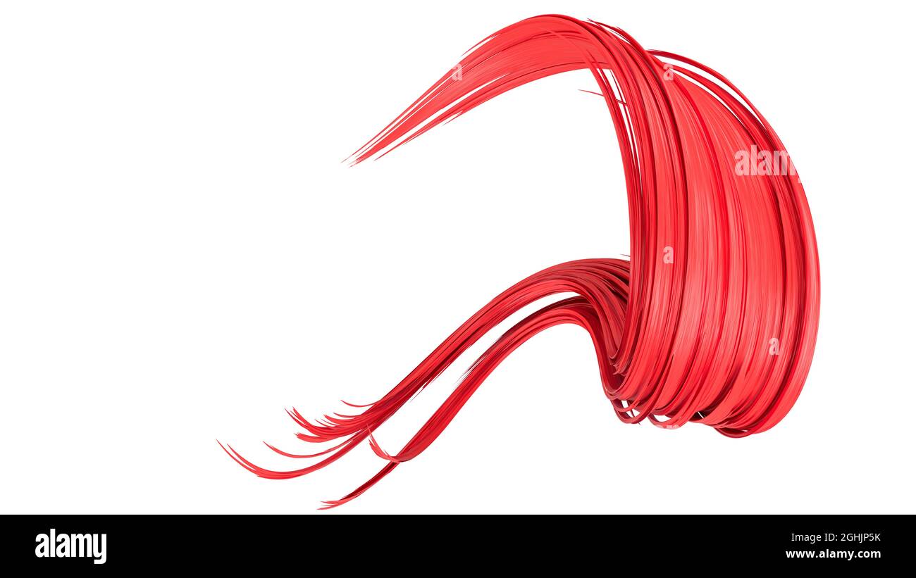 Red abstract twisted brush stroke. Bright curl, artistic spiral ...