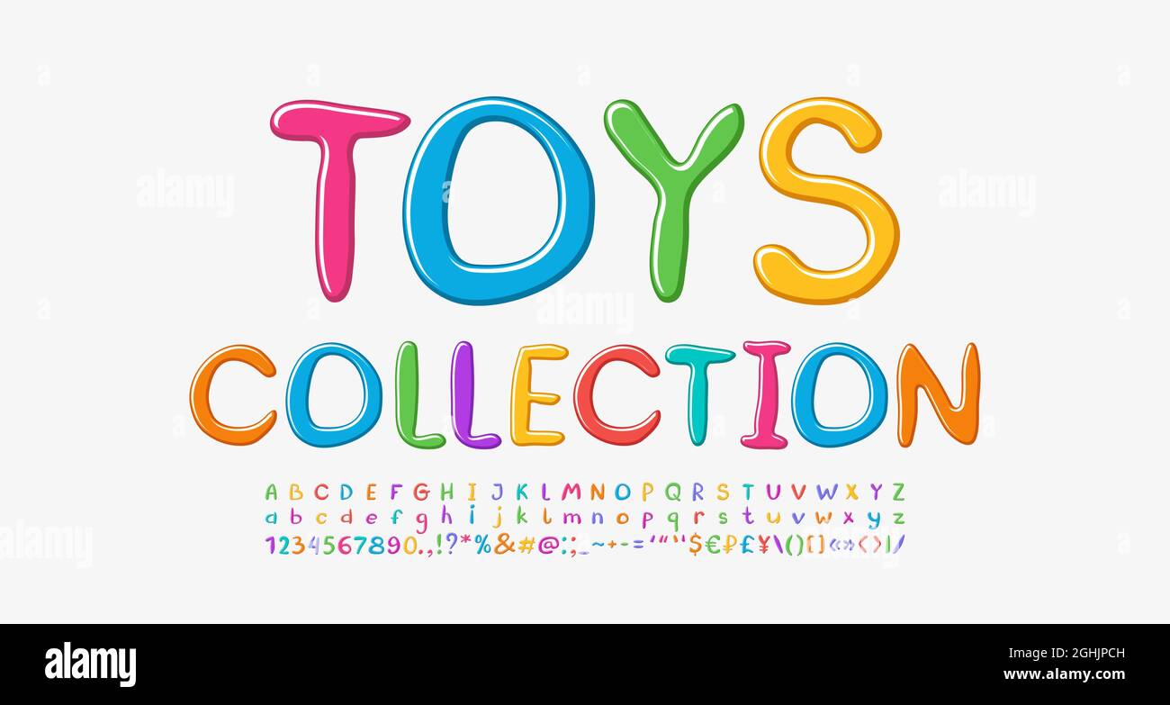 Multicolored banner for children s toys collections. Bright hand drawn ...