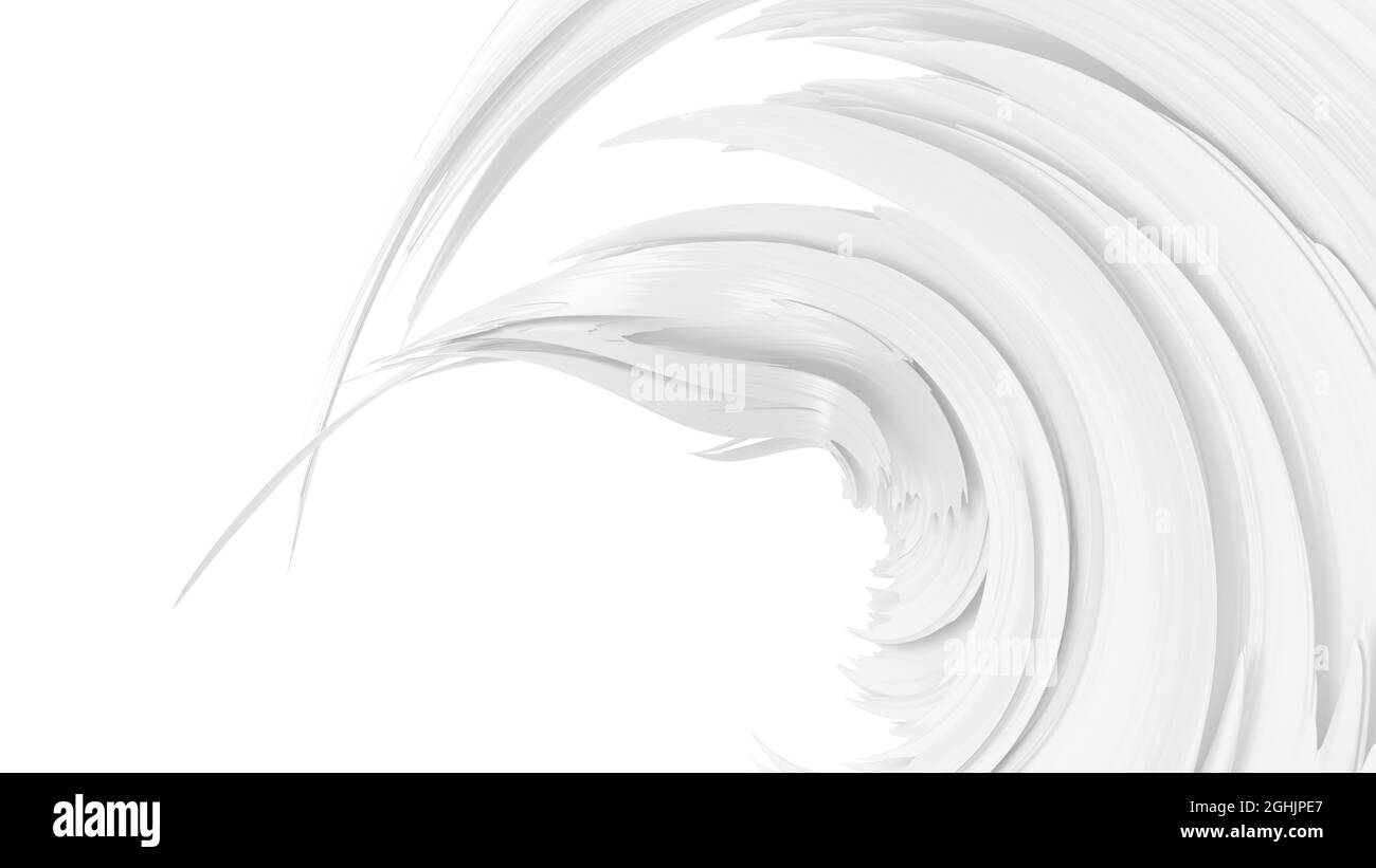 White abstract twisted brush stroke. Bright curl, artistic spiral ...
